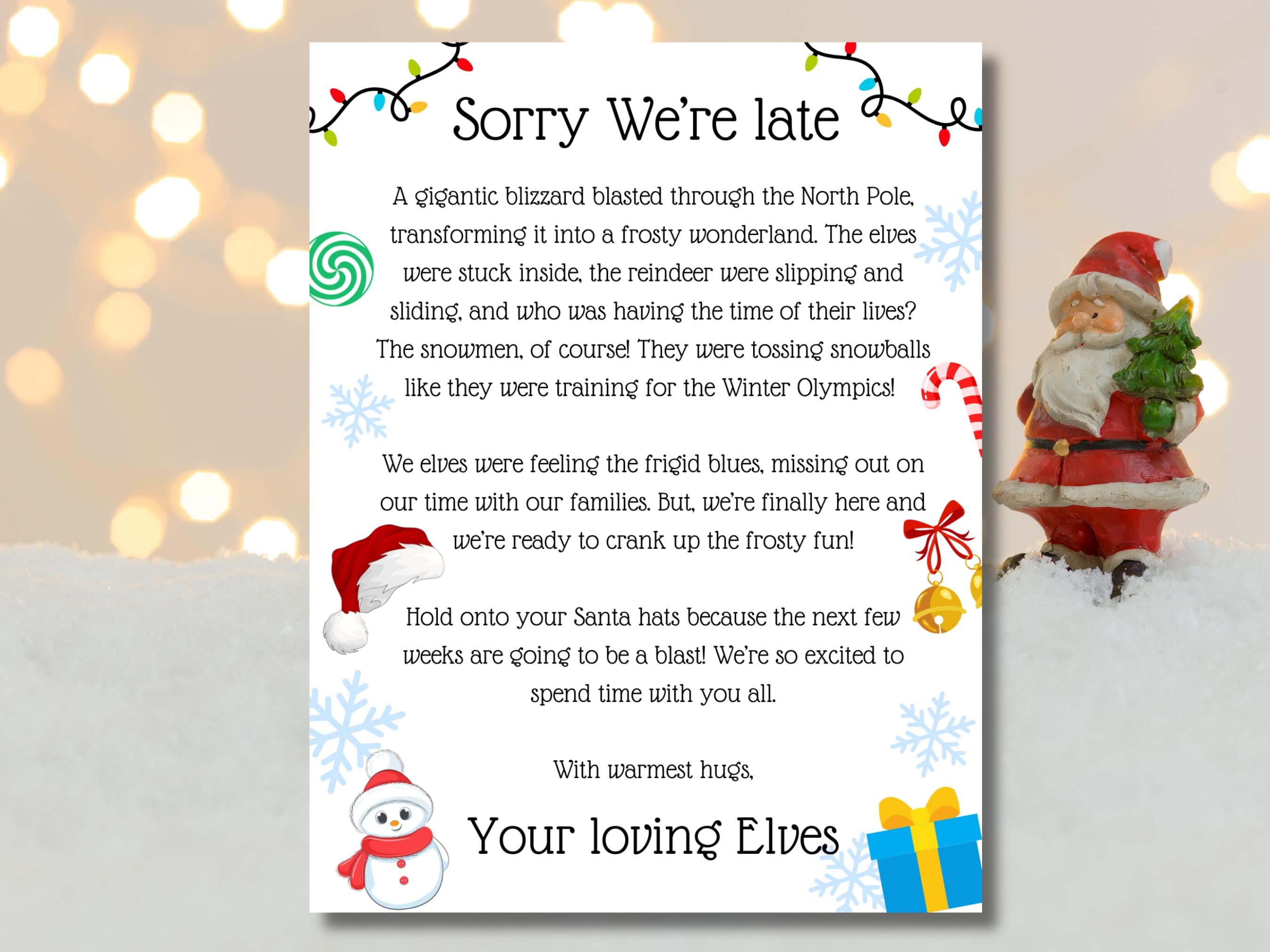 Elf Late Arrival, Sorry We're Late Elf Letter, Elf Arrival Letter, Elf ...