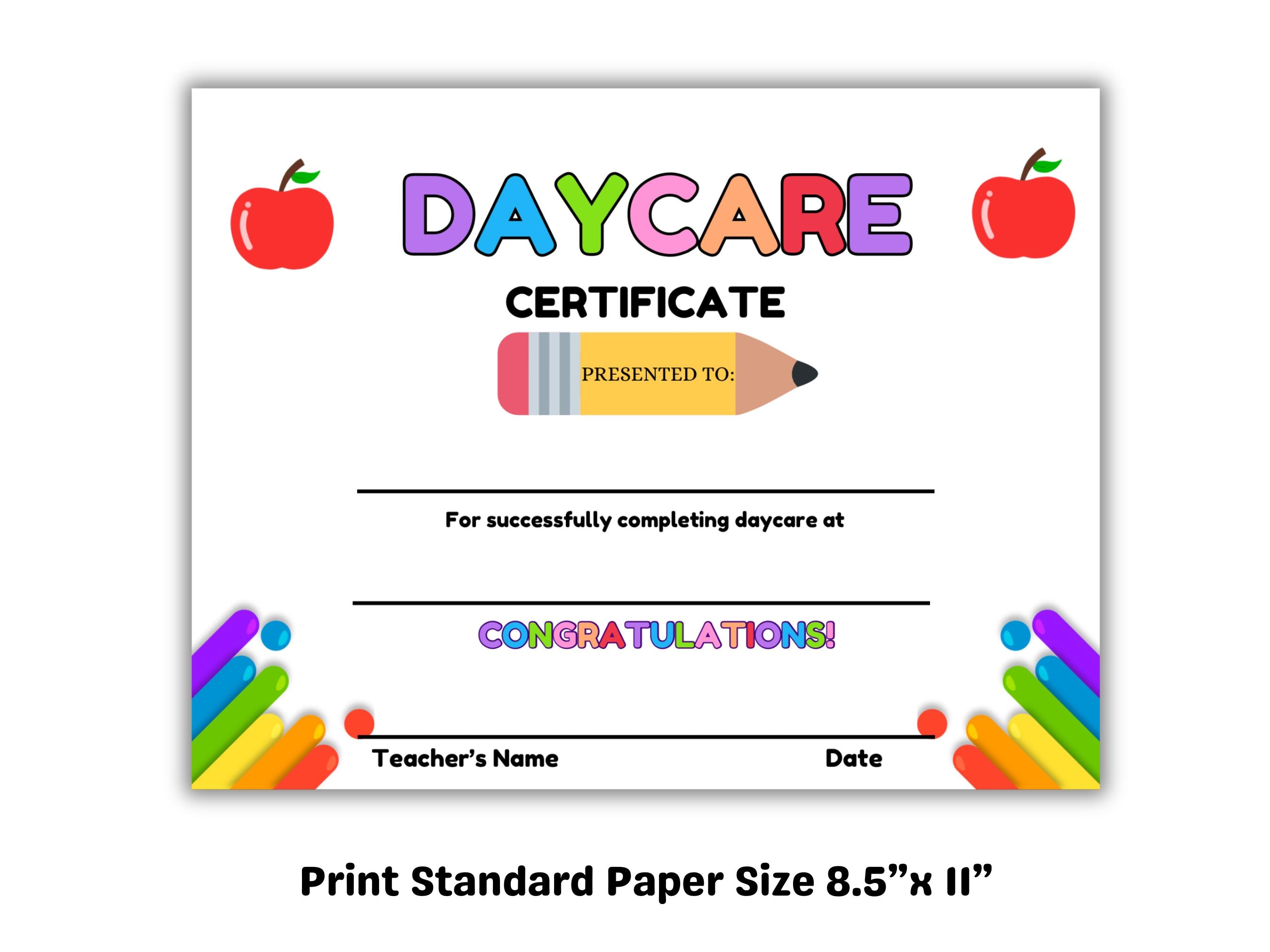 Editable Daycare Certificate, Daycare Diploma, Daycare Graduation, Last ...