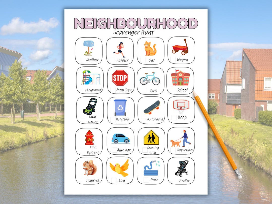 Neighbourhood Scavenger Hunt for Kids, Outdoor Nature Scavenger Hunt ...