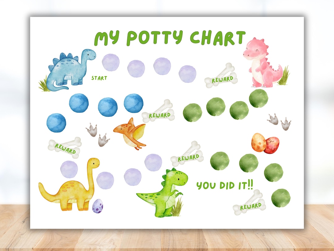 Printable Potty Training Chart, Dinosaur Potty Training, Potty Chart ...