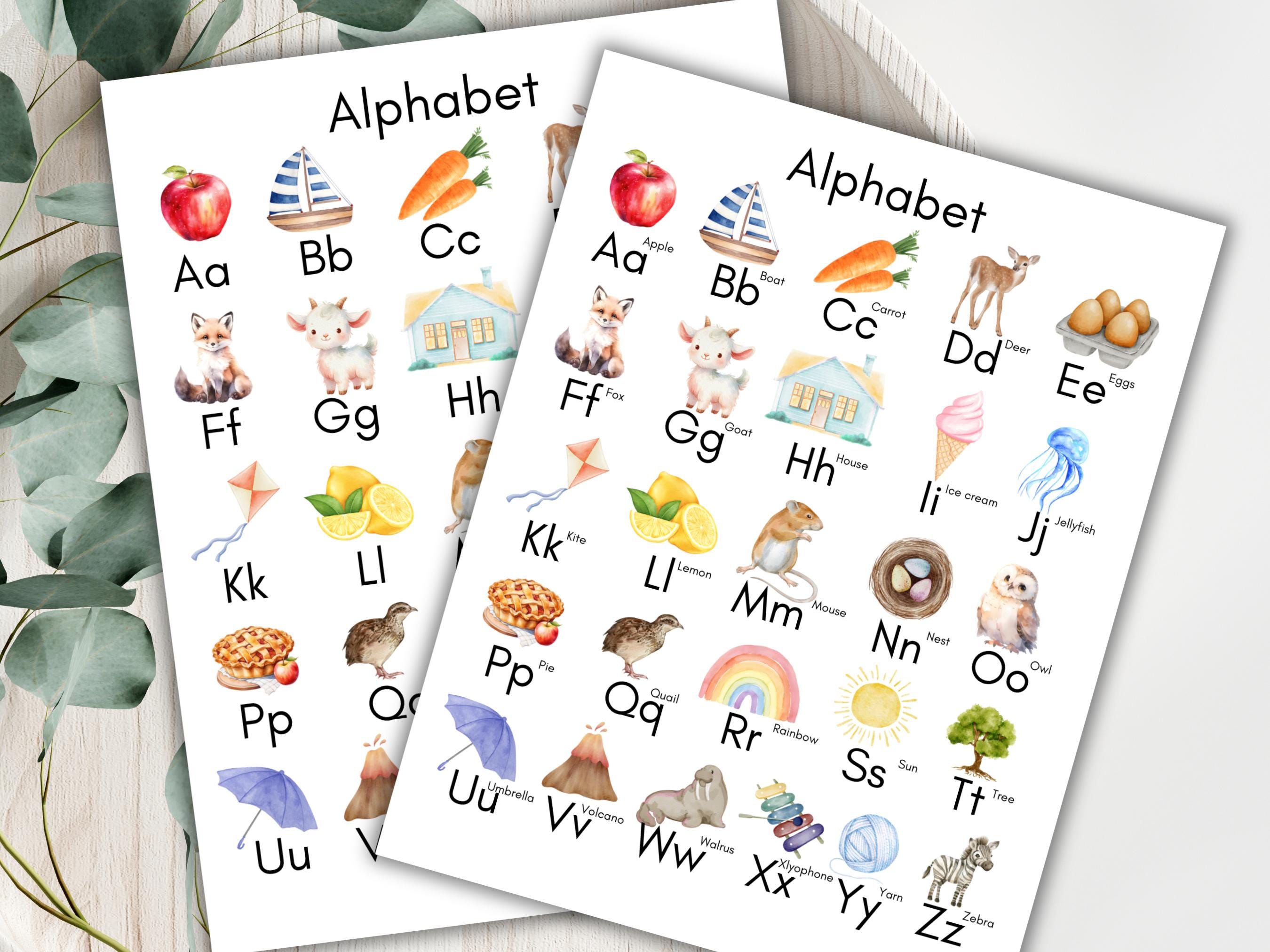 Alphabet Chart, ABC Poster, Animal Alphabet, Watercolor Alphabet, ABC ...