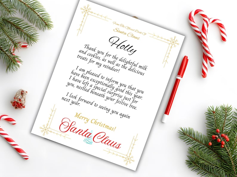 Editable Letter From Santa, Christmas Morning Letter, North Pole ...