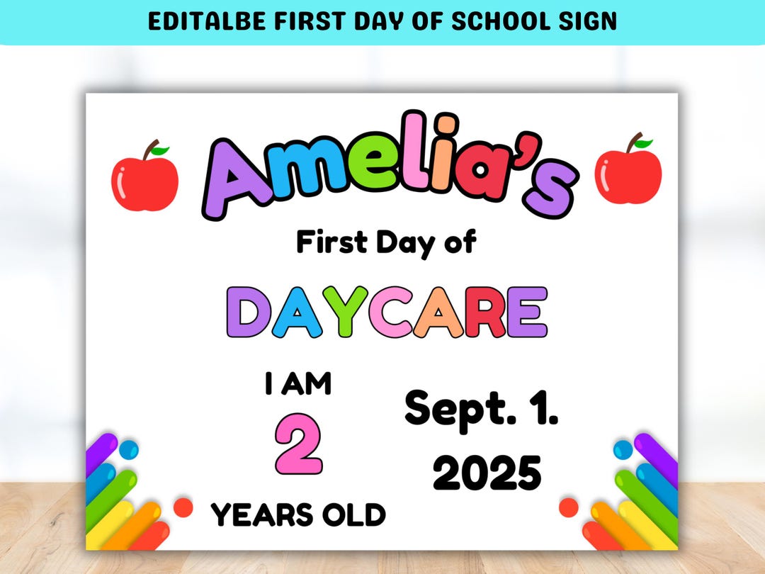 1st Day of Daycare, Daycare Certificate, Editable First Day of School ...