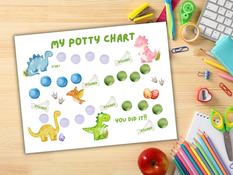 Printable Potty Training Chart, Dinosaur Potty Training, Potty Chart ...