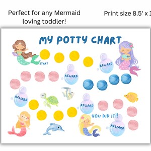 Printable Potty Training Chart, Mermaid Potty Training, Potty Chart ...