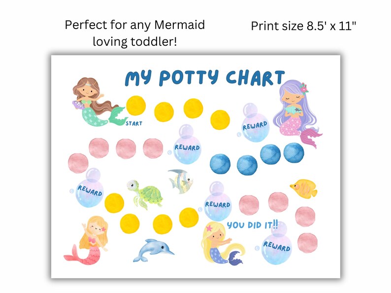 Printable Potty Training Chart, Mermaid Potty Training, Potty Chart ...