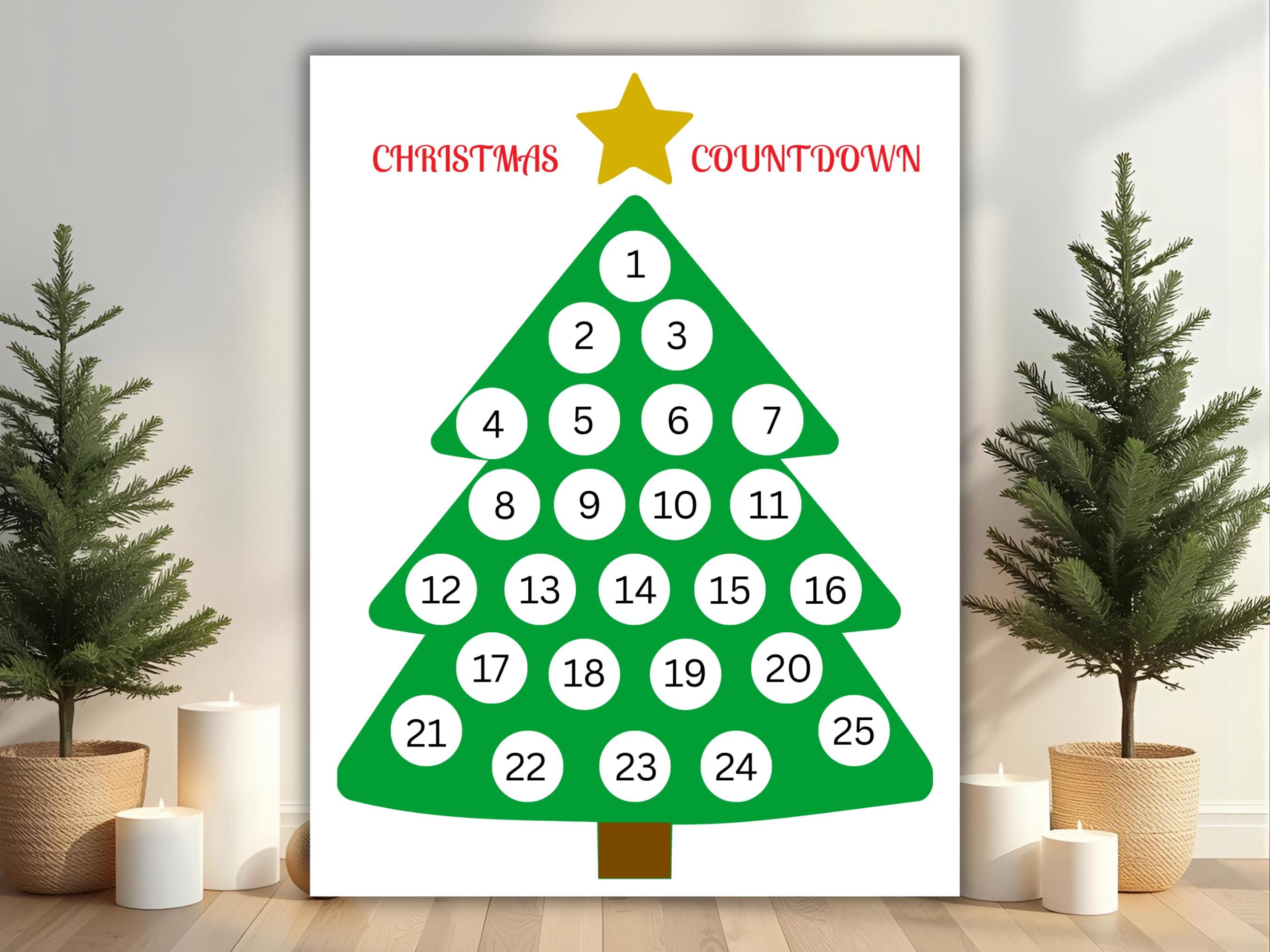 Printable Christmas Countdown Calendar, Kids Advent Activity, Advent ...