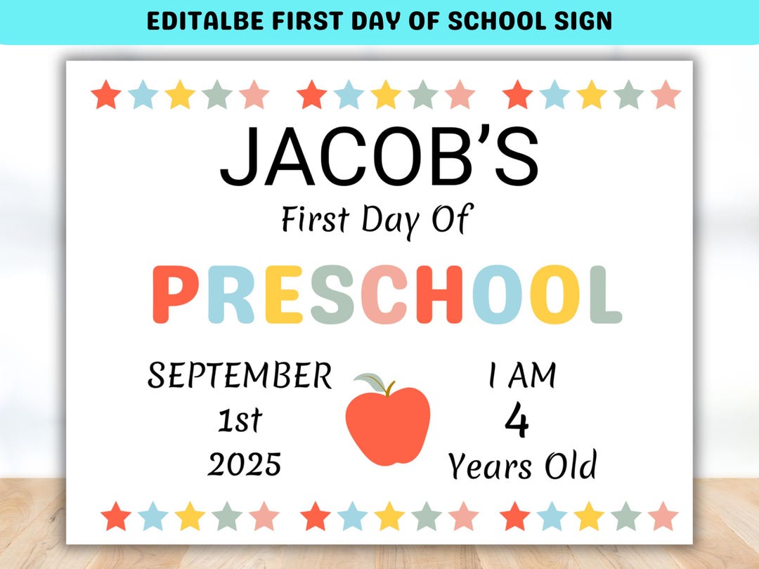 Editable First Day of School Sign, Back to School Sign, First Day of ...