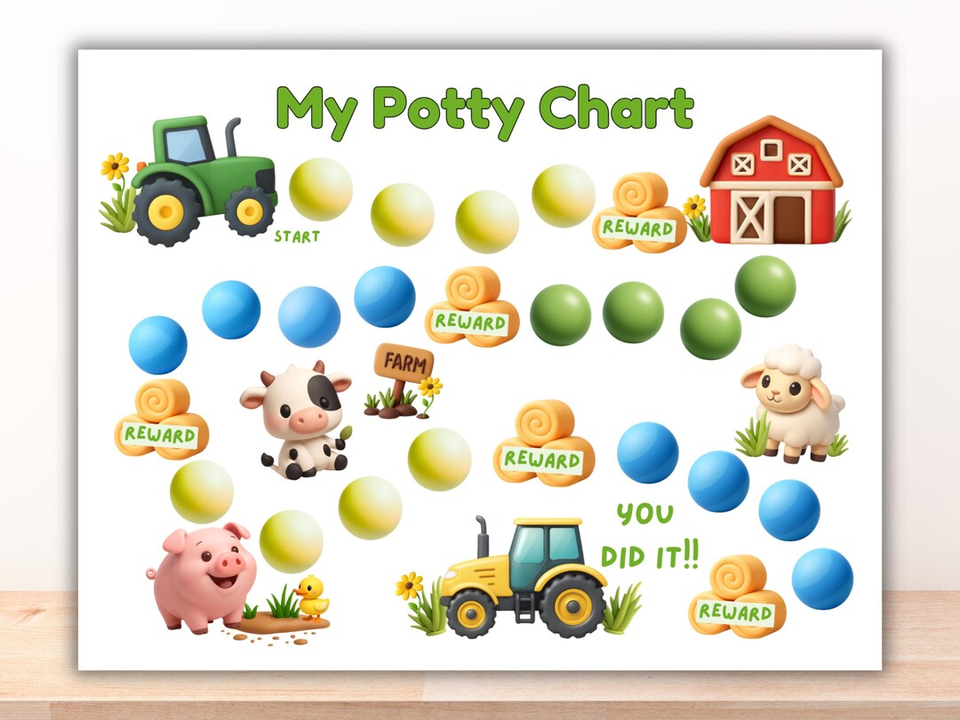 Printable Potty Training Chart, Tractor Potty Training, Potty Chart ...