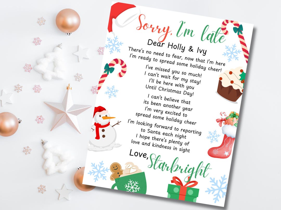 Editable Elf Late Arrival, Sorry Im Late Elf Letter, Elf Arrival Letter ...