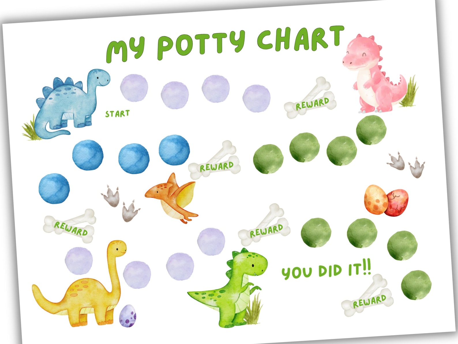 Printable Potty Training Chart, Dinosaur Potty Training, Potty Chart ...