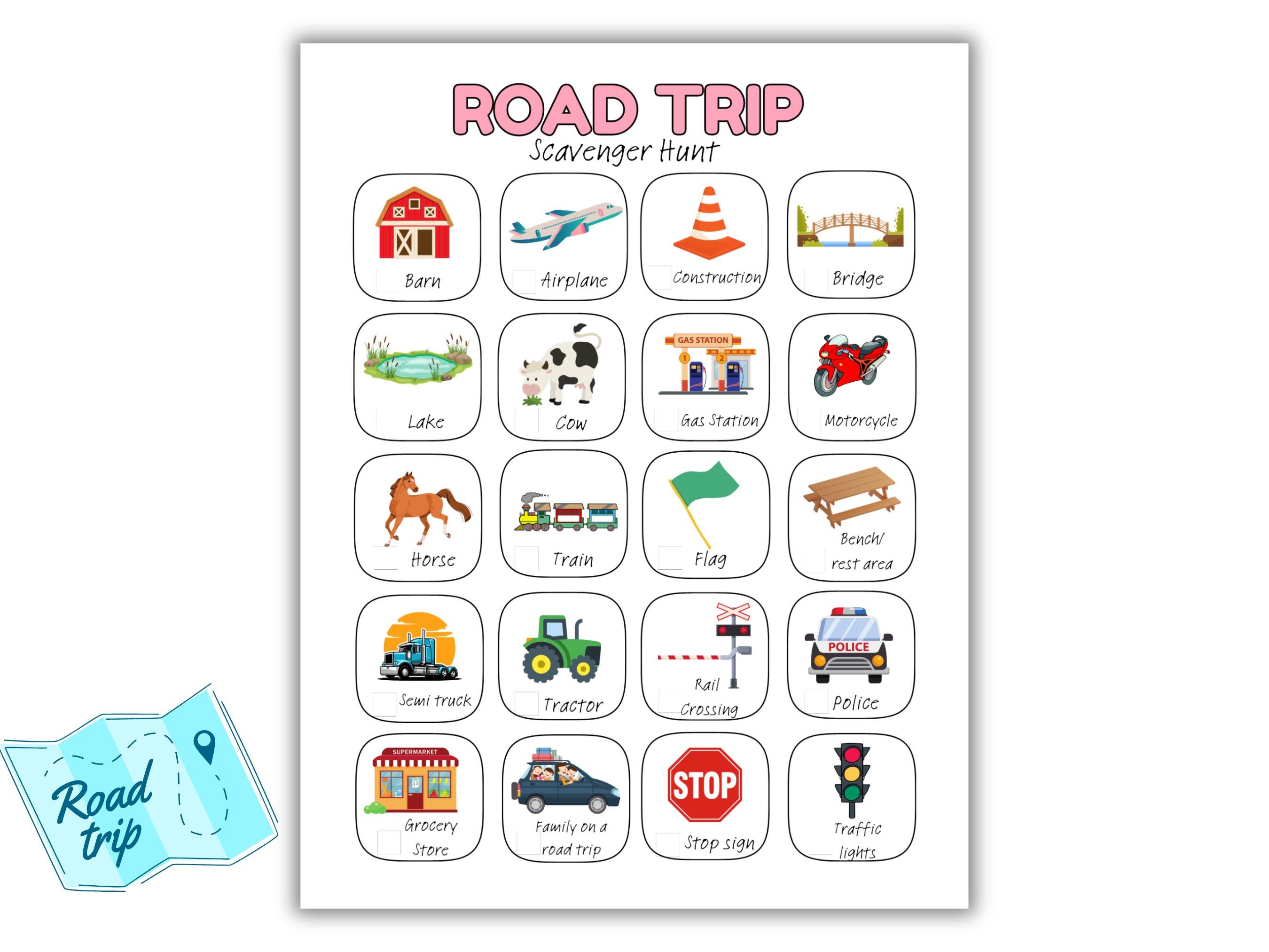 Road Trip Scavenger Hunt for Kids, Road Trip Games, Travel Scavenger ...