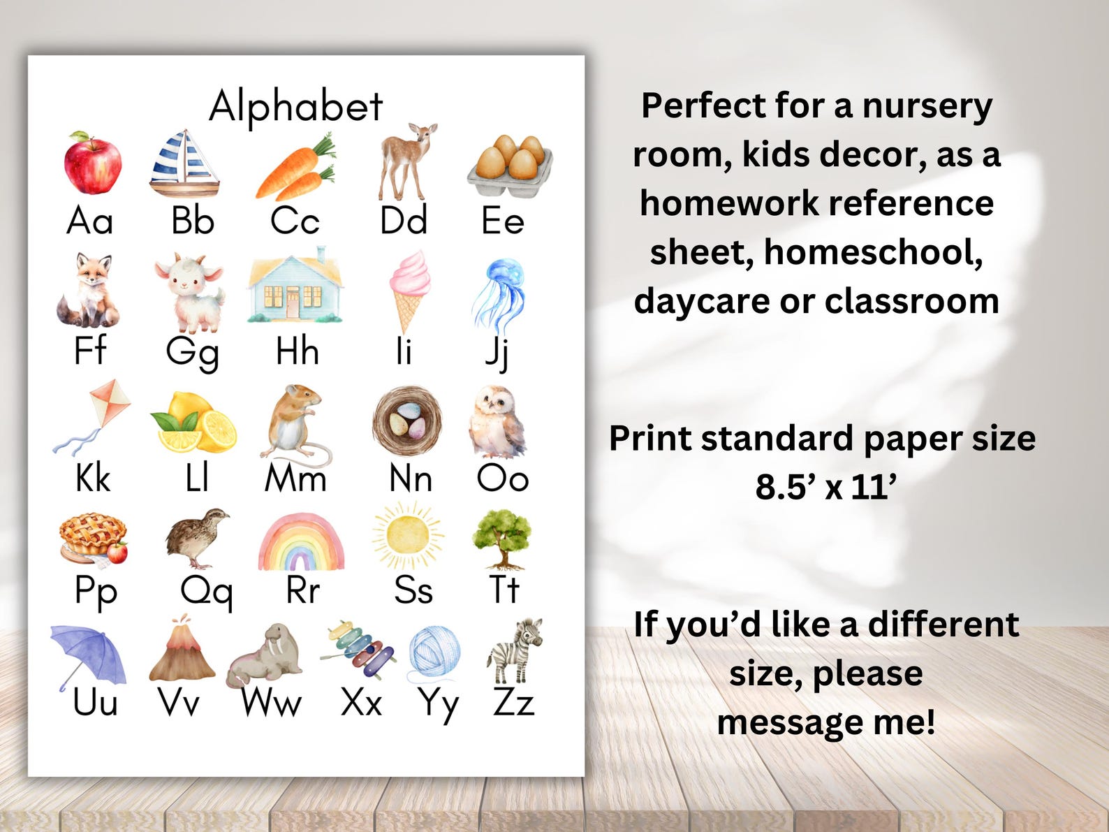 Alphabet Chart, ABC Poster, Animal Alphabet, Watercolor Alphabet, ABC ...