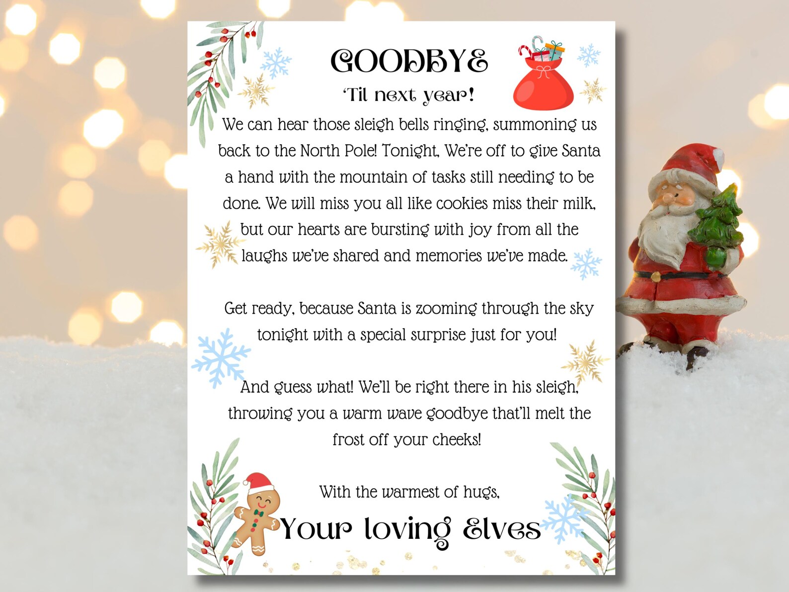 Printable Two Elves Goodbye Letter, Goodbye From Elf, Goodbye Letter ...