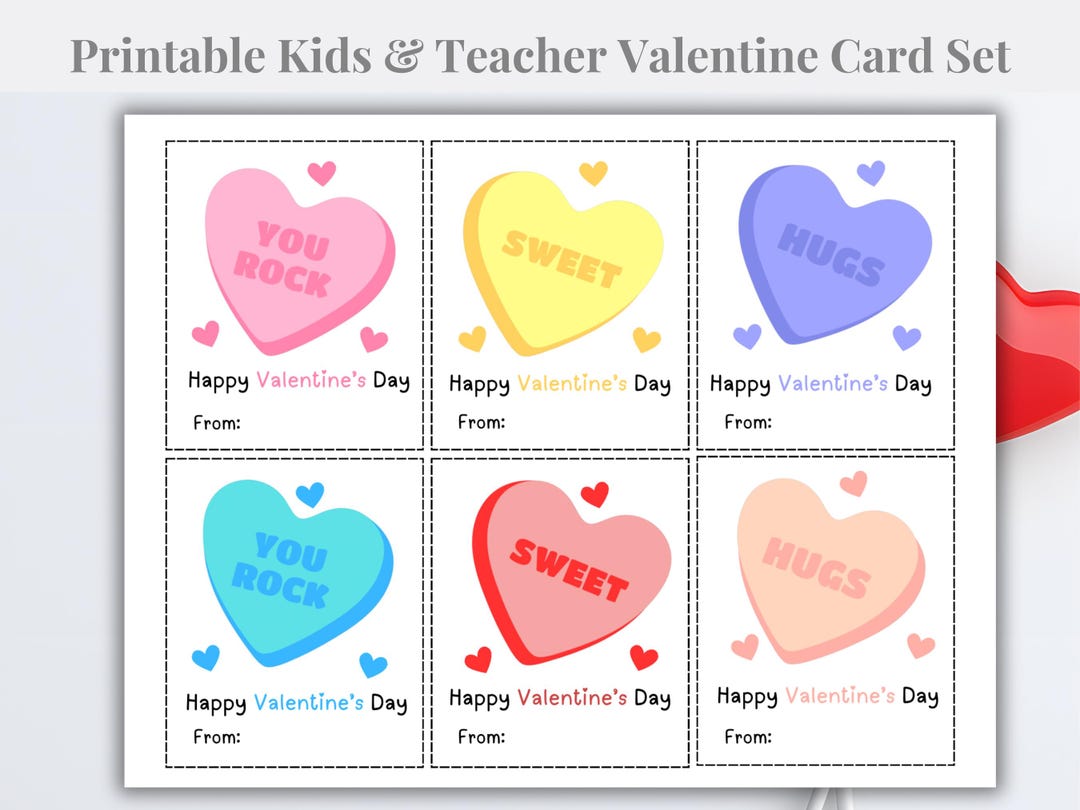 Conversation Hearts, Candy Hearts, Valentine Card Set, Valentine Cards ...