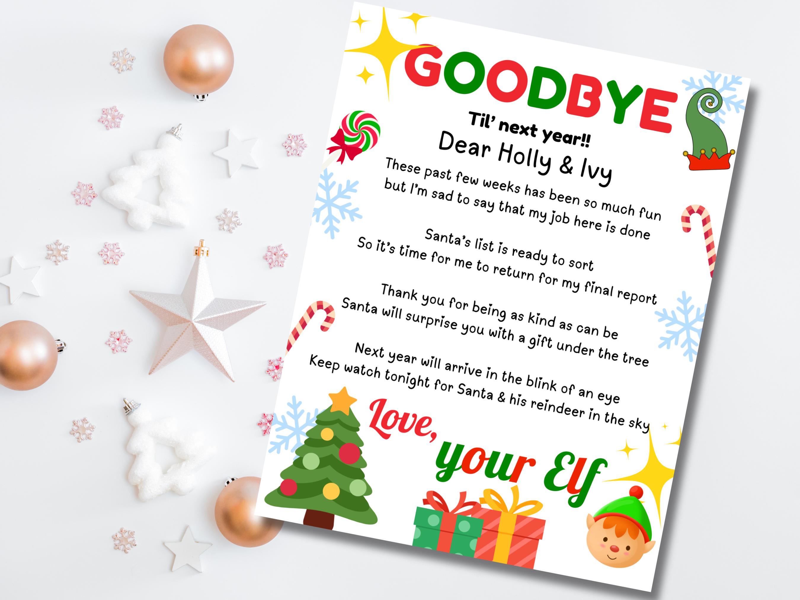 Editable Elf Goodbye Letter, Goodbye From Elf, Goodbye Letter, Goodbye ...