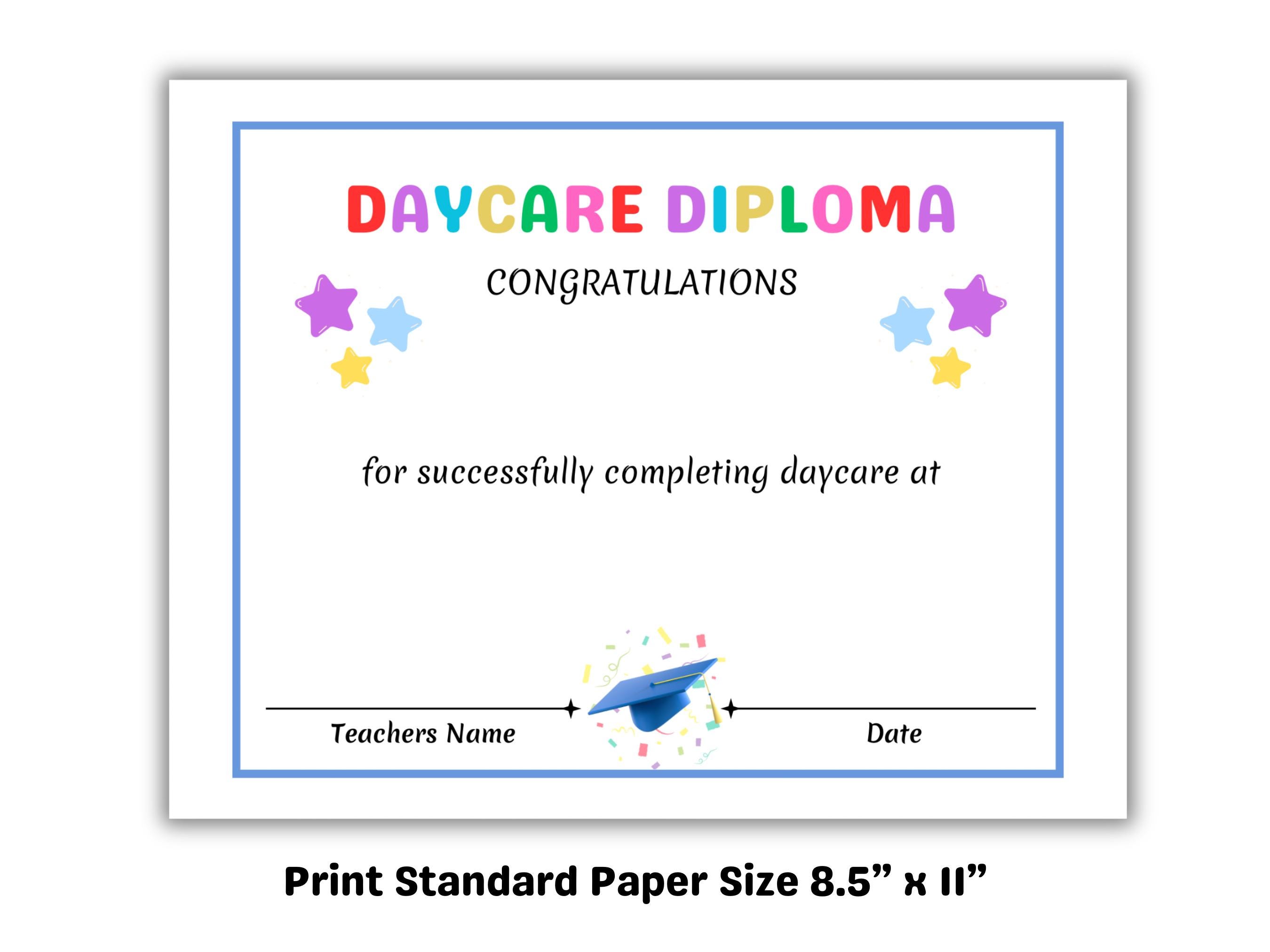 Editable Daycare Certificate, Daycare Diploma, Daycare Graduation, Last ...