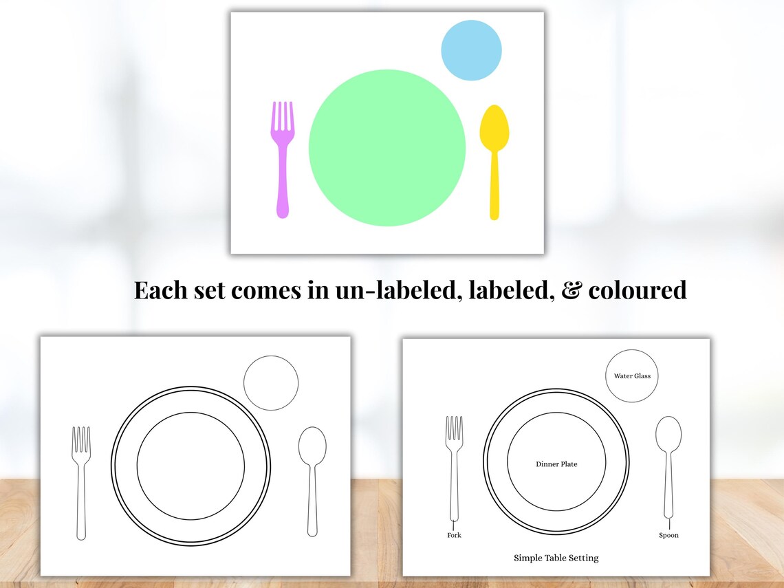Montessori Placemat, Table Setting Placemat Printables for Kids ...
