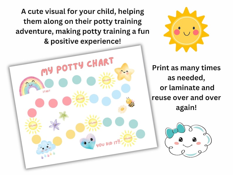 Printable Potty Training Chart, Rainbow Potty Training, Potty Chart ...