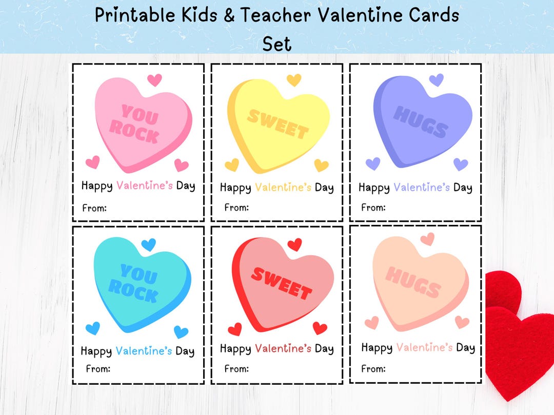 Conversation Hearts, Candy Hearts, Valentine Card Set, Valentine Cards ...