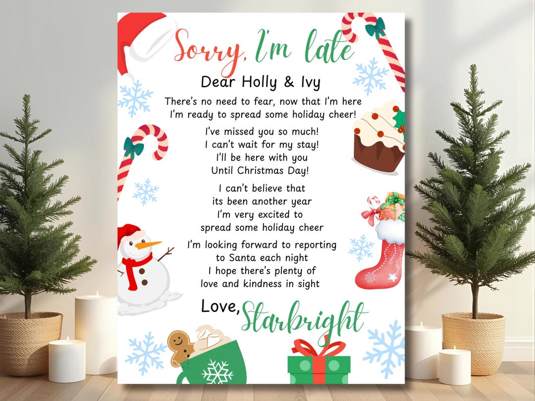 Editable Elf Late Arrival, Elf Arrival Letter, Sorry Im Late Elf Letter ...