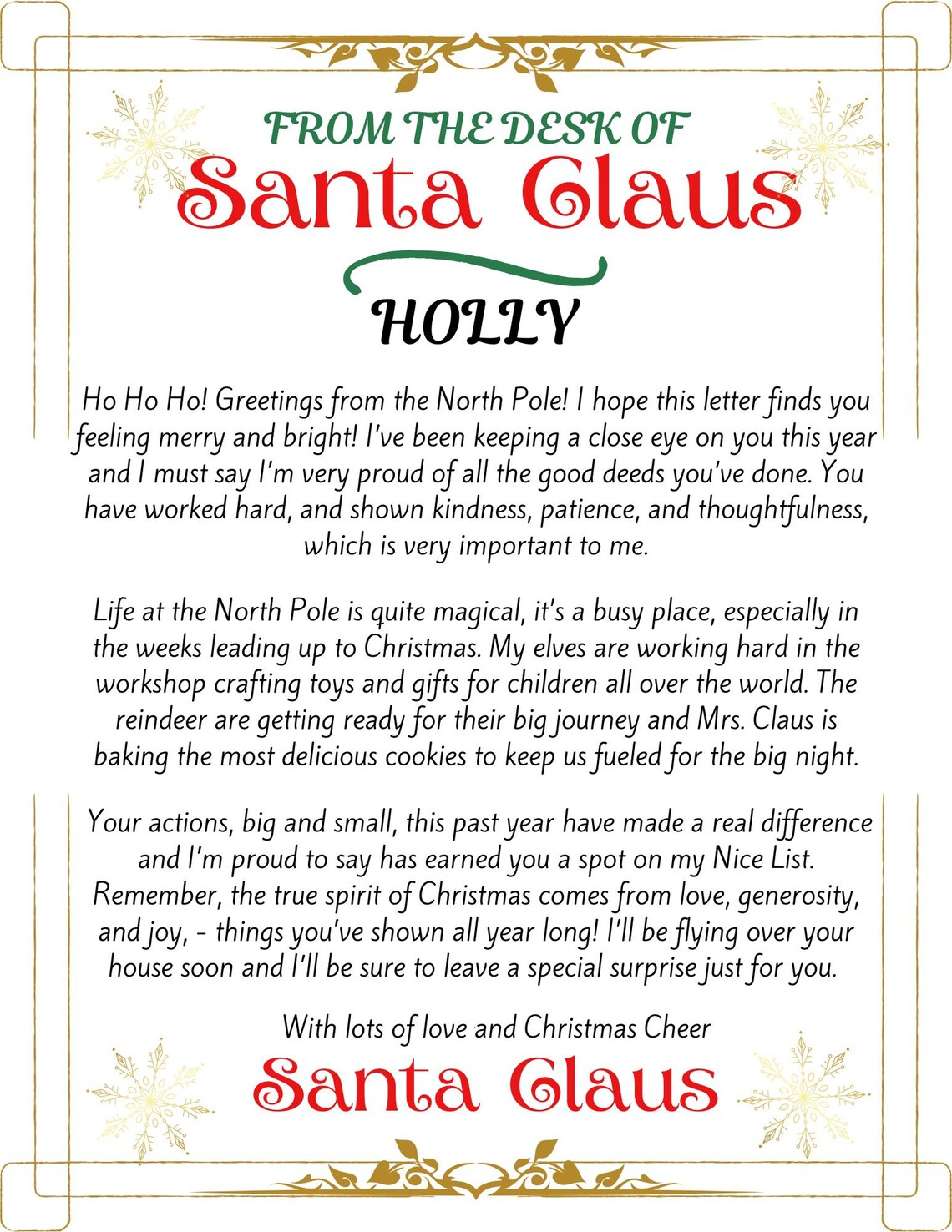 Editable Letter From Santa, Letter From Santa, Santa Letter, Official ...