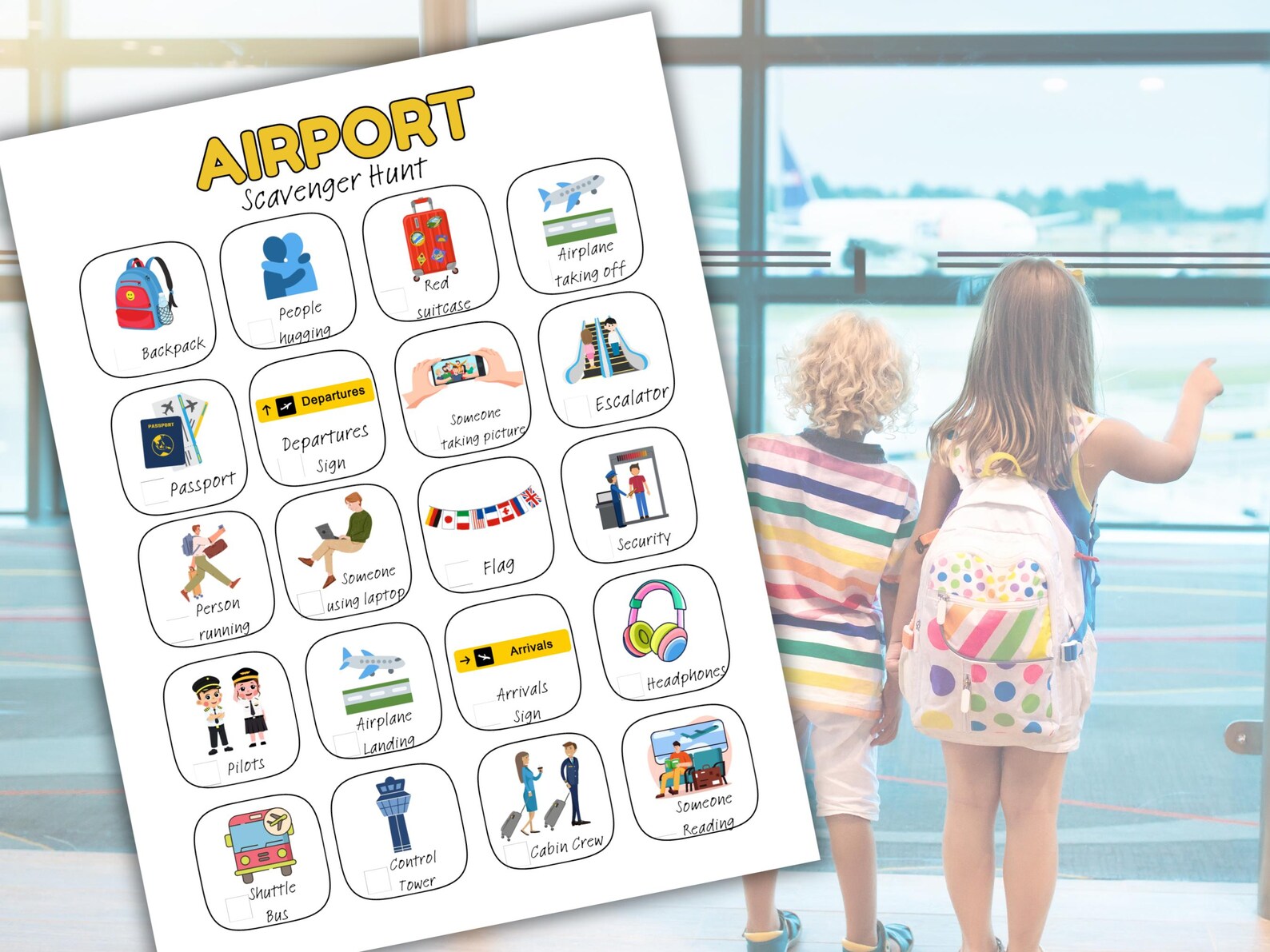 Airport Scavenger Hunt for Kids, Travel Scavenger Hunt, Printable ...