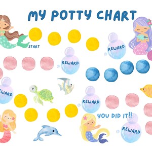 Printable Potty Training Chart, Mermaid Potty Training, Potty Chart ...