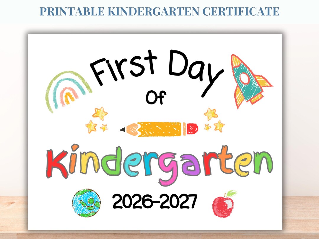 First Day of Kindergarten, Back to School Sign, Printable for First Day ...
