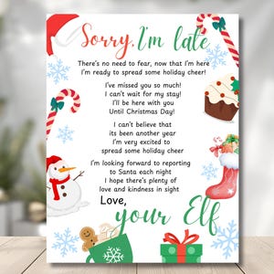 Elf Late Arrival, Elf Arrival Letter, Sorry Im Late Elf Letter, Elf ...
