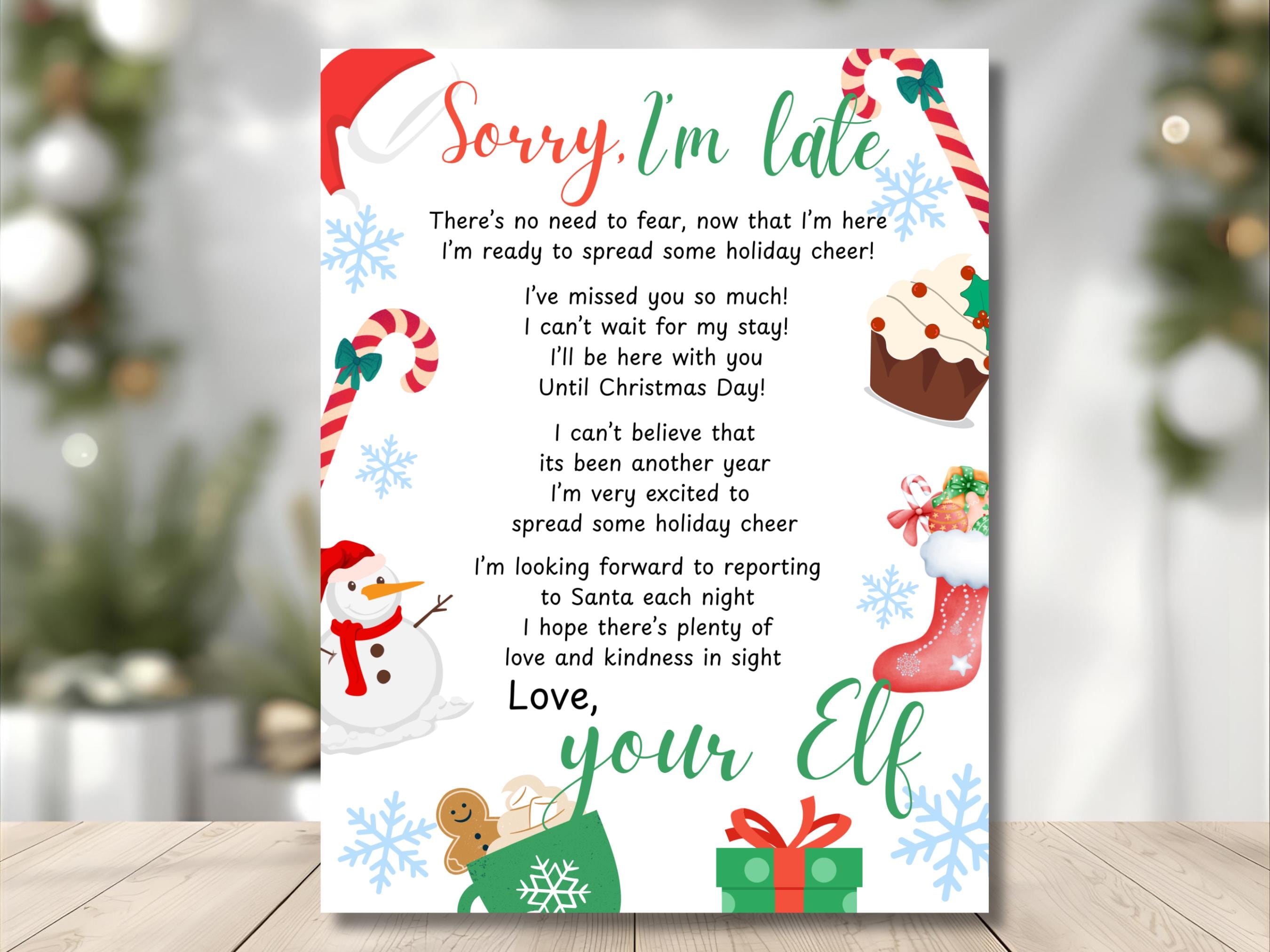 Elf Late Arrival, Elf Arrival Letter, Sorry Im Late Elf Letter, Elf ...