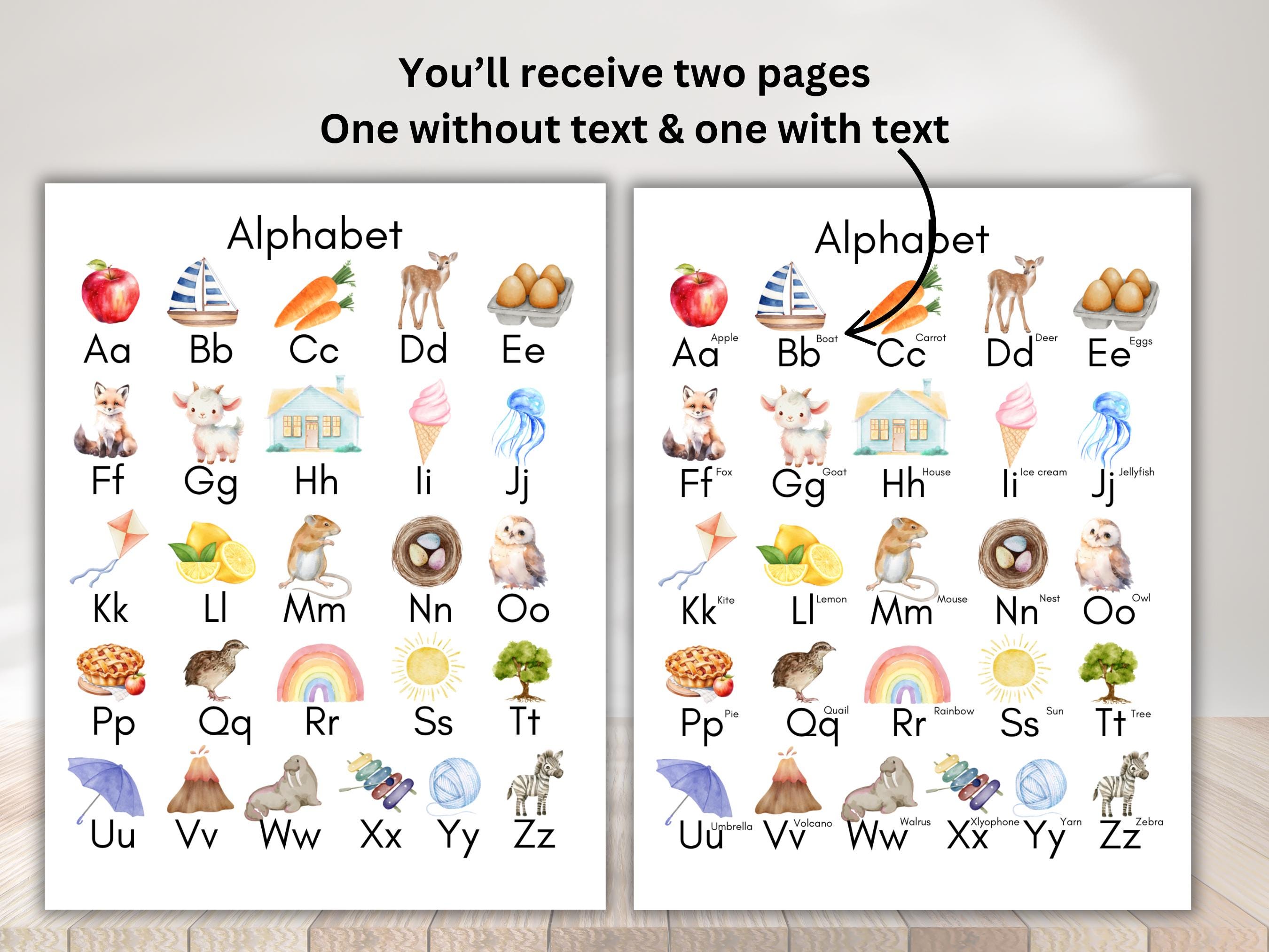 Alphabet Chart, ABC Poster, Animal Alphabet, Watercolor Alphabet, ABC ...