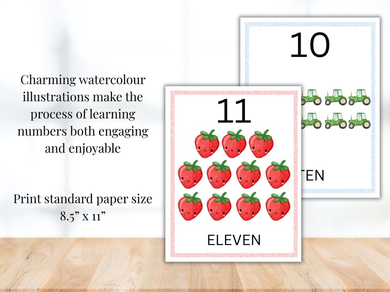 Watercolor Number Poster Set, Homeschool Decor, 1-20 Posters, Number ...