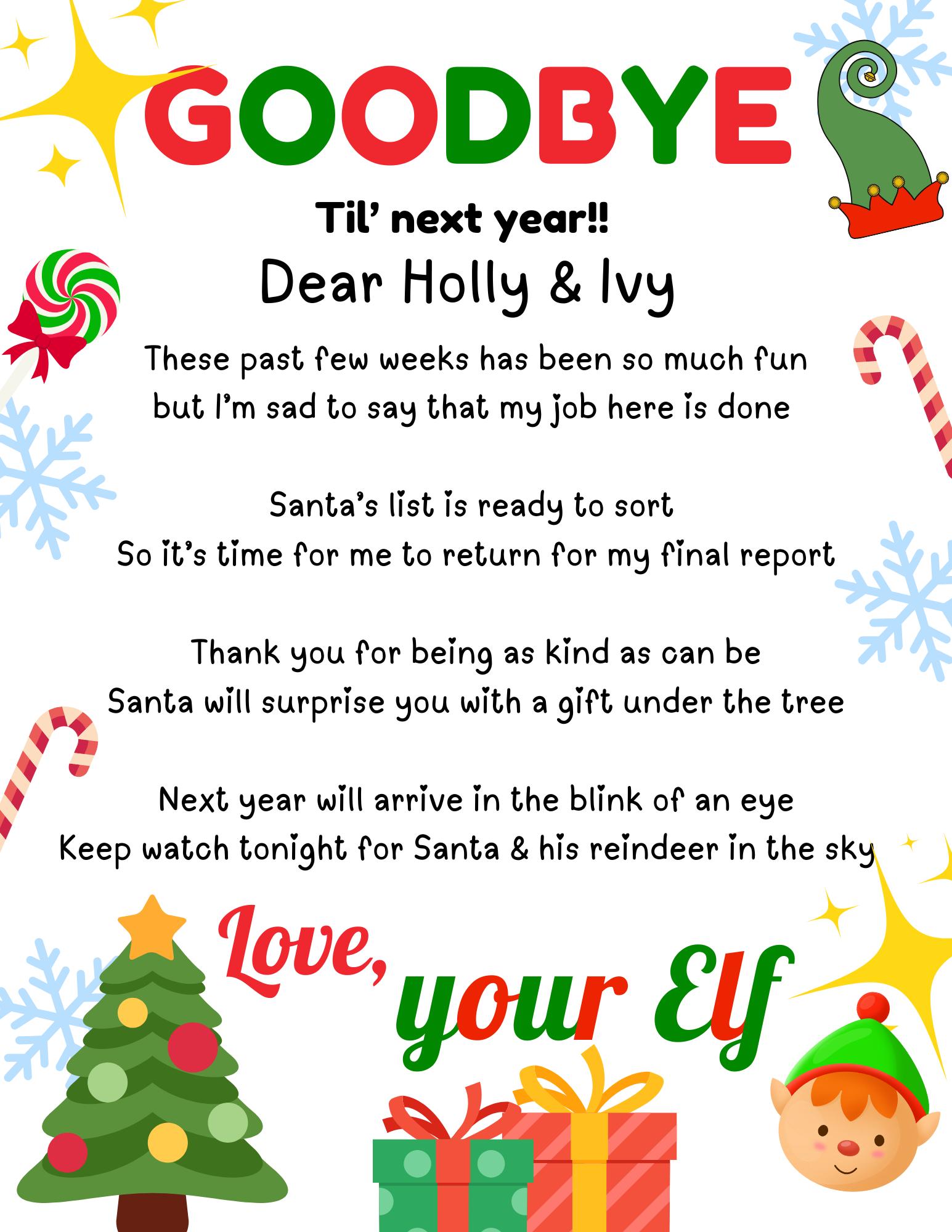 Editable Elf Goodbye Letter, Goodbye From Elf, Goodbye Letter, Goodbye ...