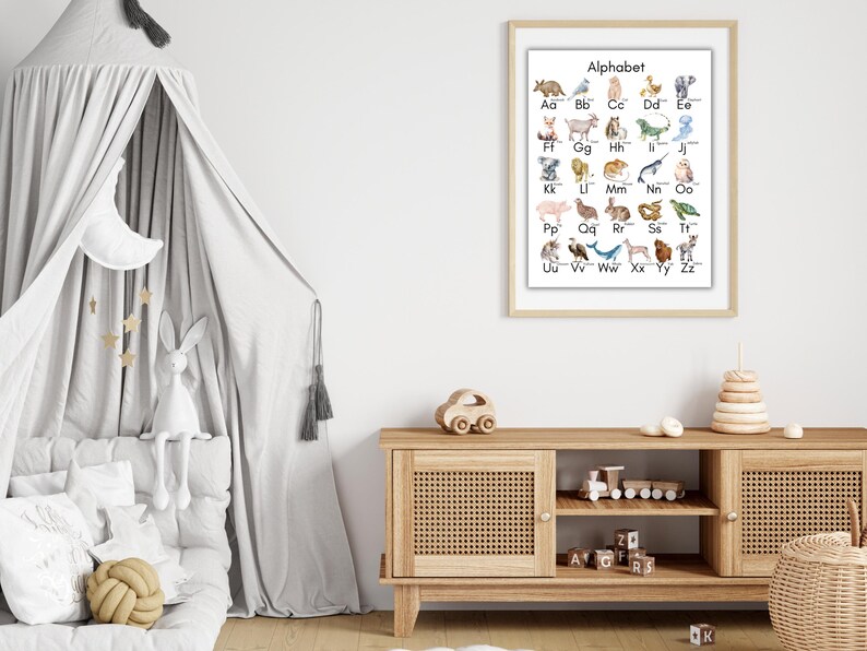 Alphabet Chart, Animal ABC Poster, Animal Alphabet, Watercolor Alphabet ...