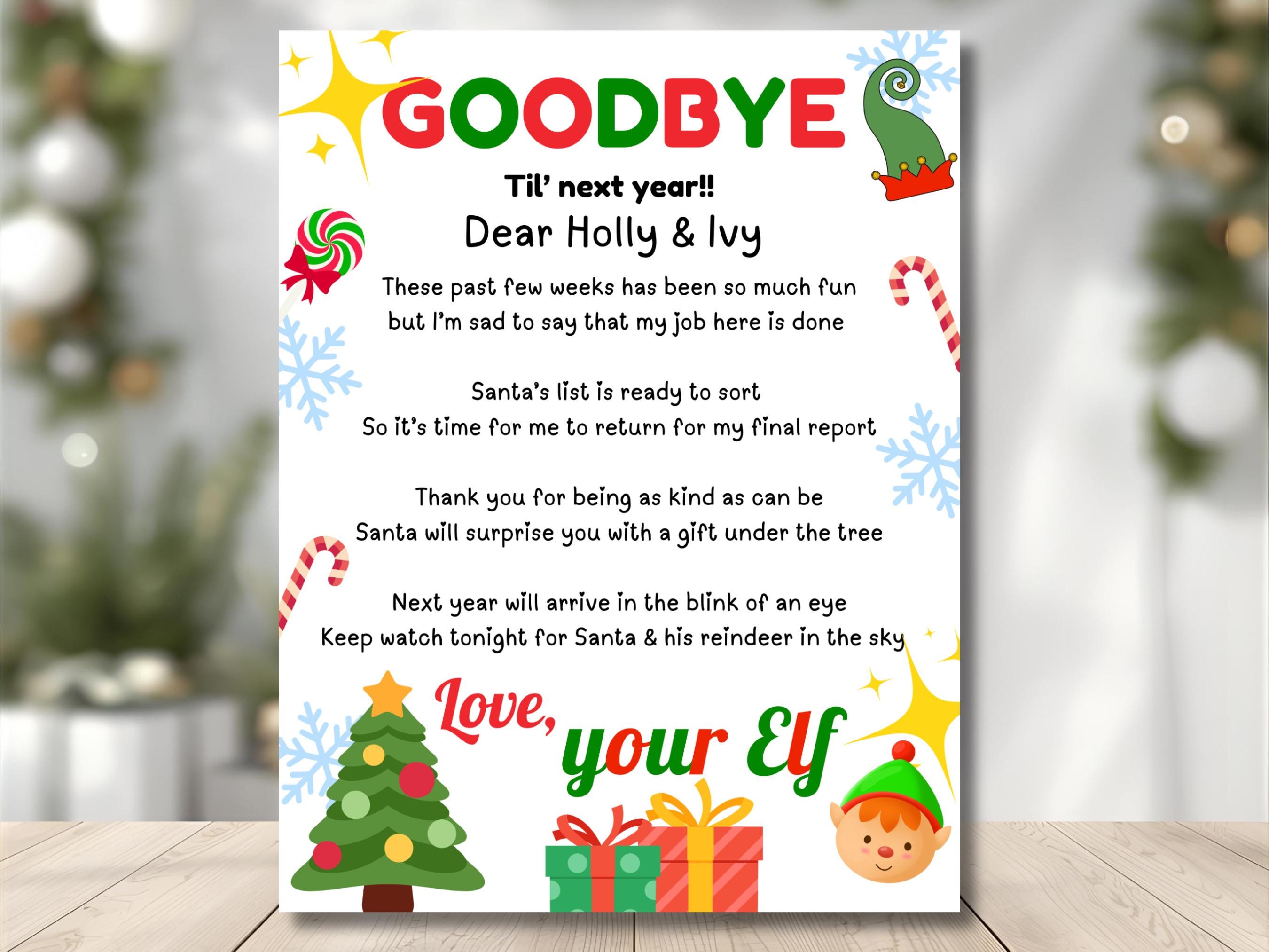 Editable Elf Goodbye Letter, Goodbye From Elf, Goodbye Letter, Goodbye ...