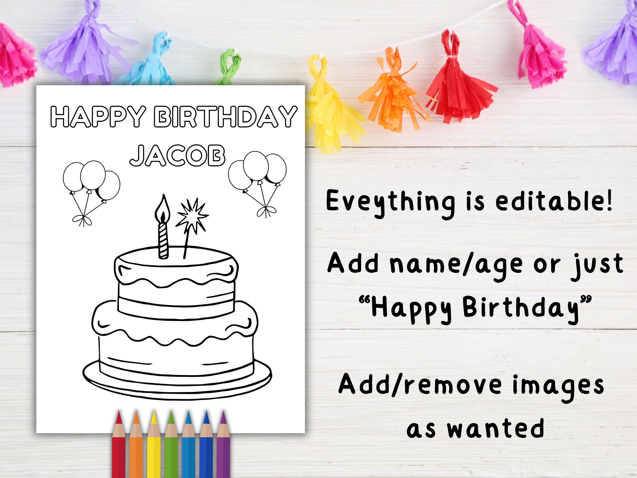 Birthday Party Coloring Pages, Custom Coloring Page, Birthday Activity ...