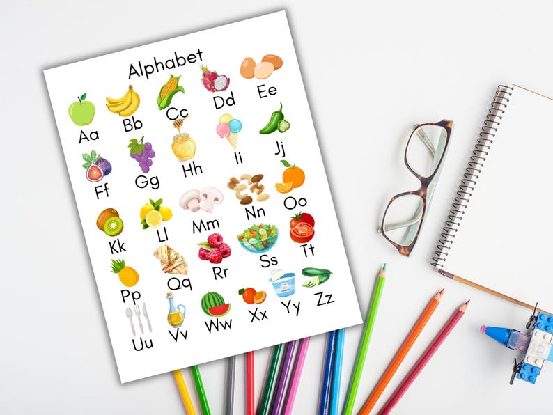 Food Alphabet, Alphabet Chart, Food Abc, Fruit & Vegetables, ABC Chart ...