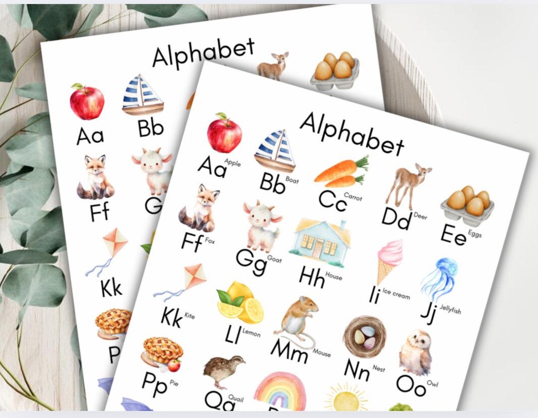 Alphabet Chart, ABC Poster, Animal Alphabet, Watercolor Alphabet, ABC ...