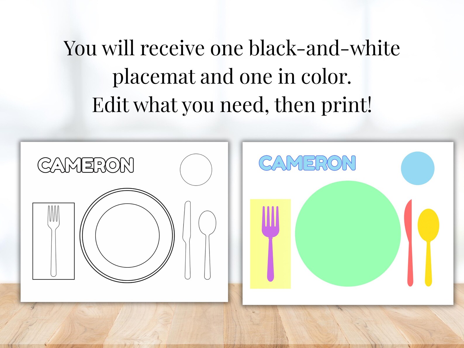 Editable Montessori Placemat, Table Setting Placemat for Kids ...