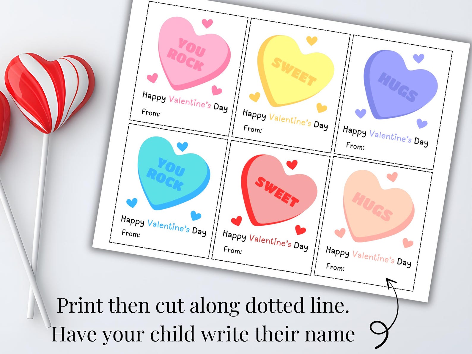 Conversation Hearts, Candy Hearts, Valentine Card Set, Valentine Cards ...