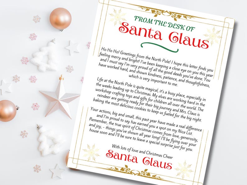 Printable Letter From Santa, Letters From Santa, Note From Santa, Santa ...