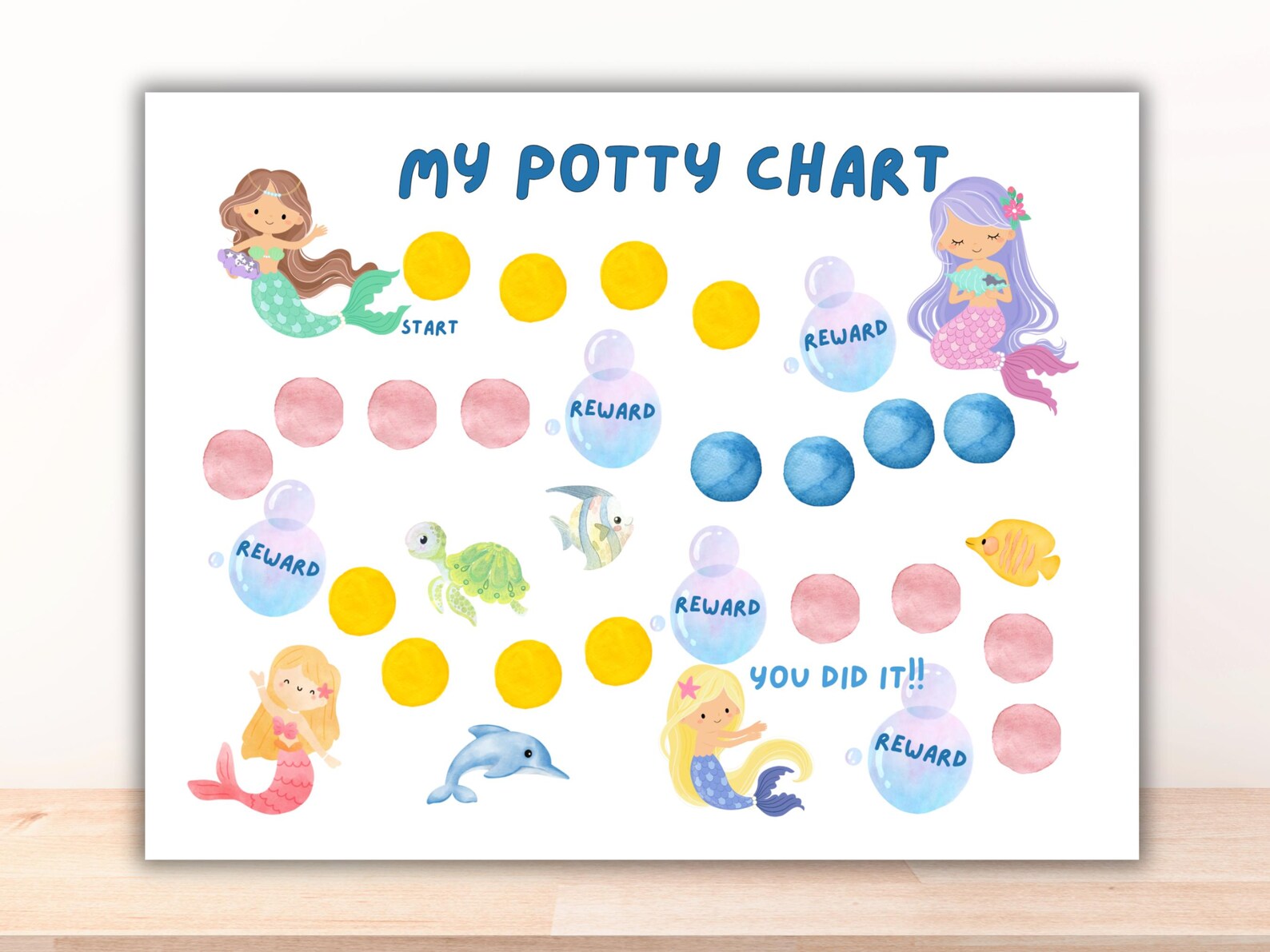 Printable Potty Training Chart, Mermaid Potty Training, Potty Chart ...