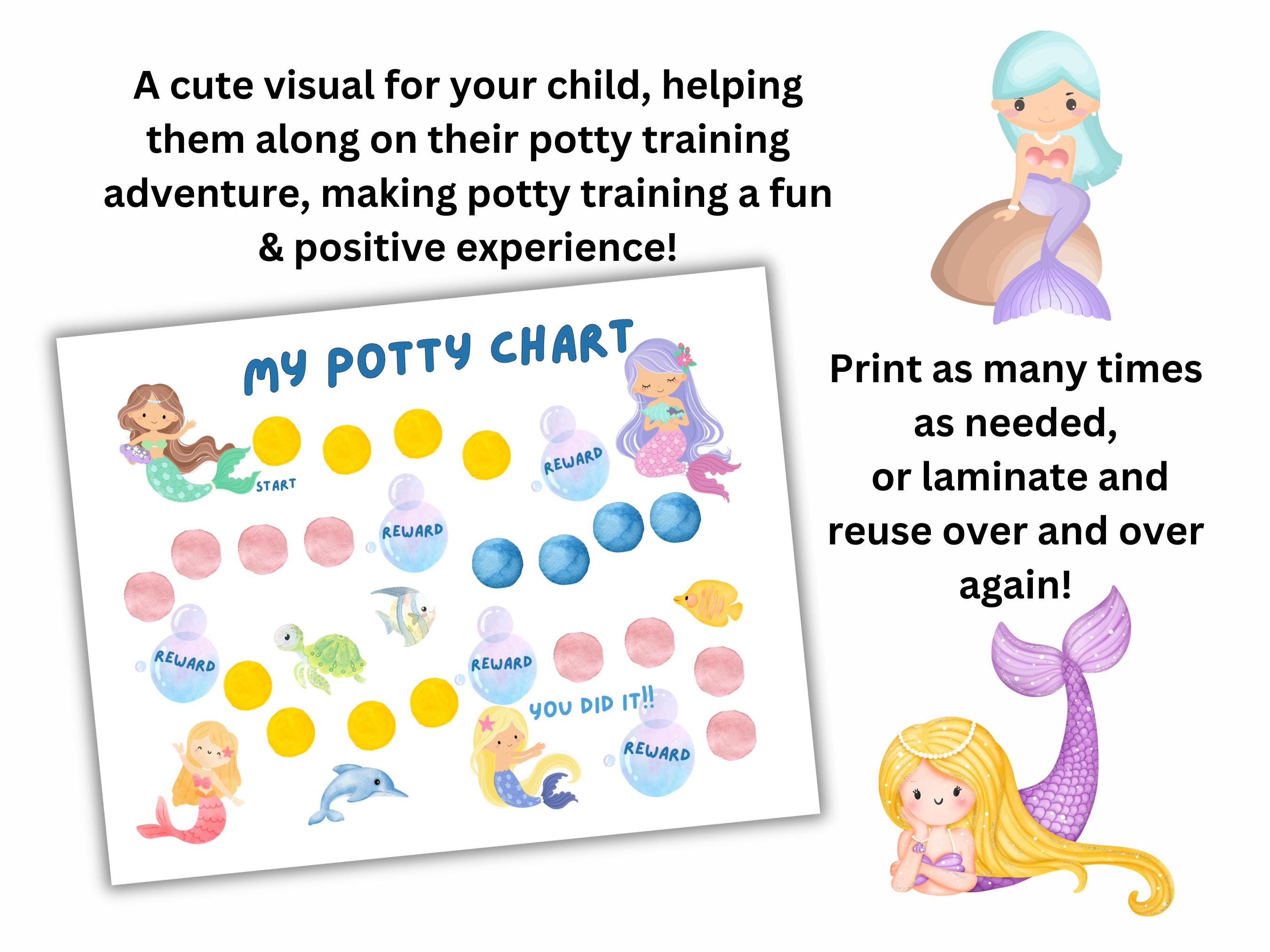 Printable Potty Training Chart, Mermaid Potty Training, Potty Chart ...