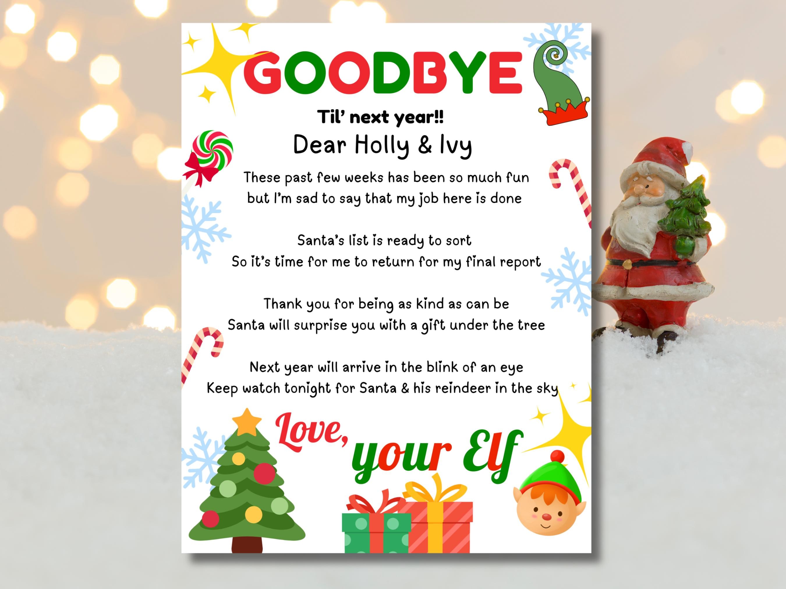 Editable Elf Goodbye Letter, Goodbye From Elf, Goodbye Letter, Goodbye ...