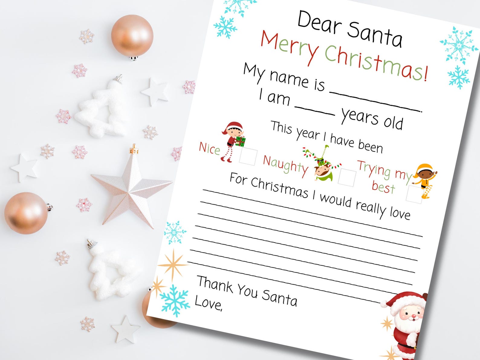 Printable Kids Letter to Santa, Letter to Santa, Santa Letters, Letters ...
