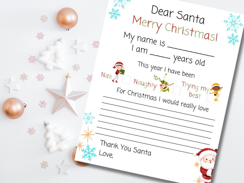 Printable Kids Letter to Santa, Letter to Santa, Santa Letters, Letters ...