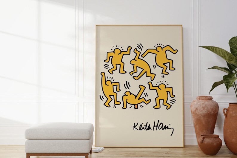 Keith Haring Set of 2 Dancers Print, Fun Party Posters, Minimalist Pop ...