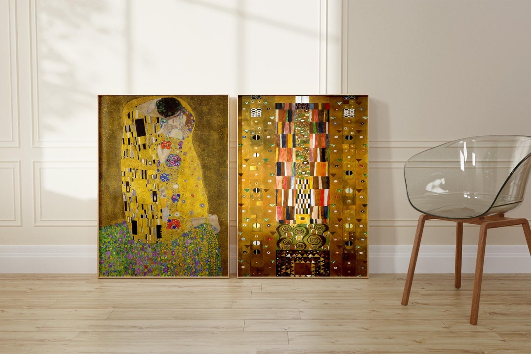 Set of 2 Original Gustav Klimt Art Posters, the Kiss Print, Gold ...