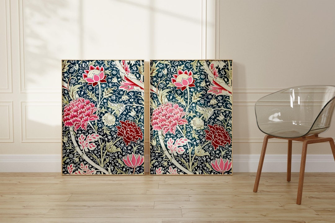 Set of 2 William Morris Flower Pattern Design Prints, Floral Bedroom ...
